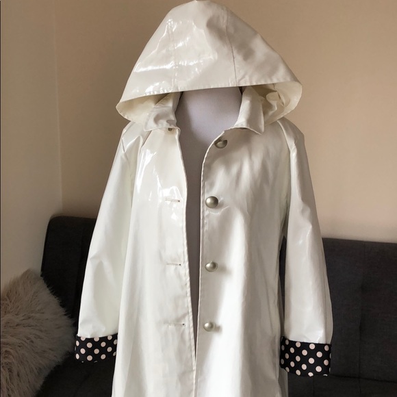 Jane Post | Jackets & Coats | Jane Post White Polka Dot Raincoat 25 ...